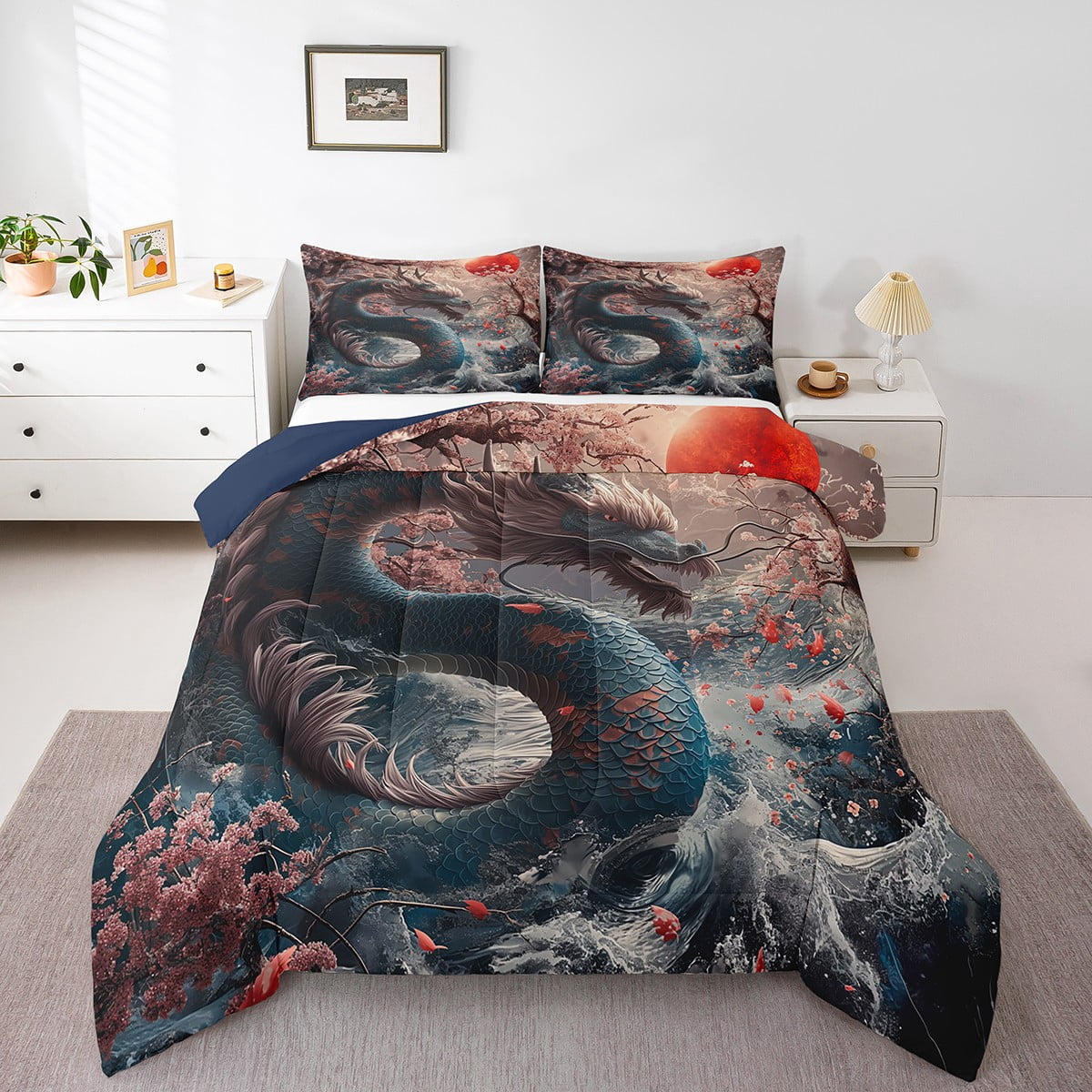 YST Exotic Oriental Dragon Bedding Comforter Sets Full Japanese ...