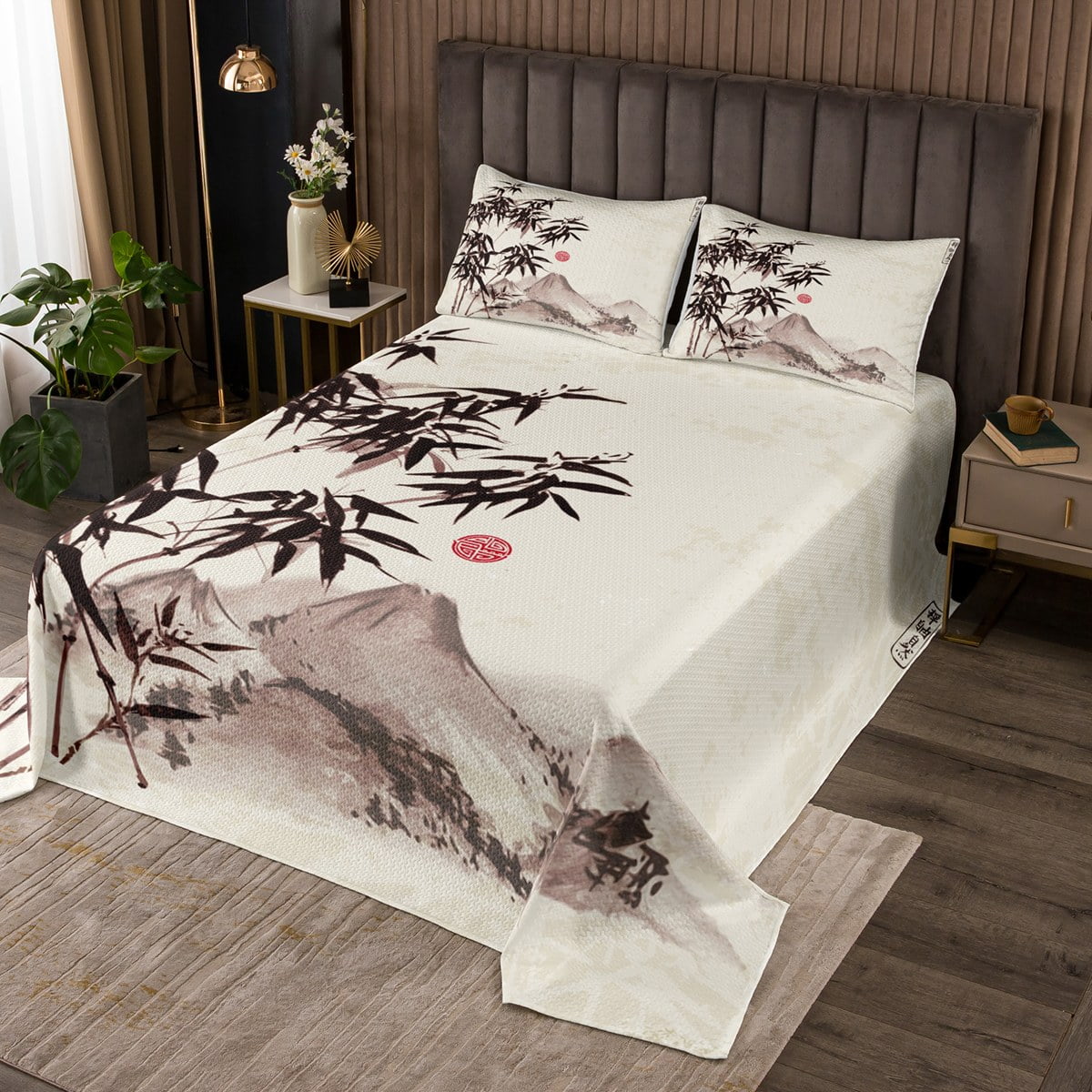 YST Exotic Oriental Queen Quilt Set Japanese-Style Coverlet Set, Mount ...