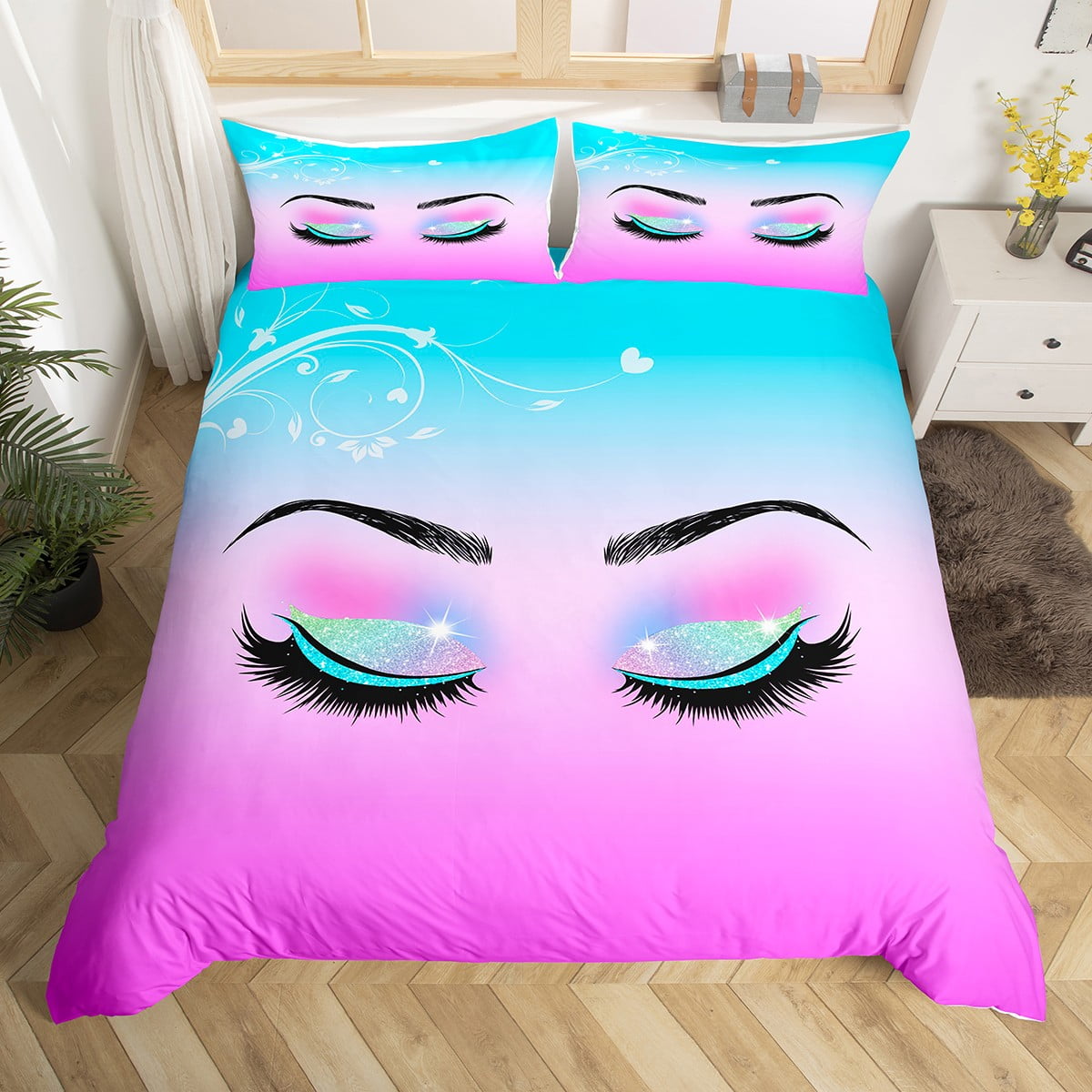 YST Eyelash Duvet Cover Gorgeous Lashes Comforter Cover,Luxury Pink And ...