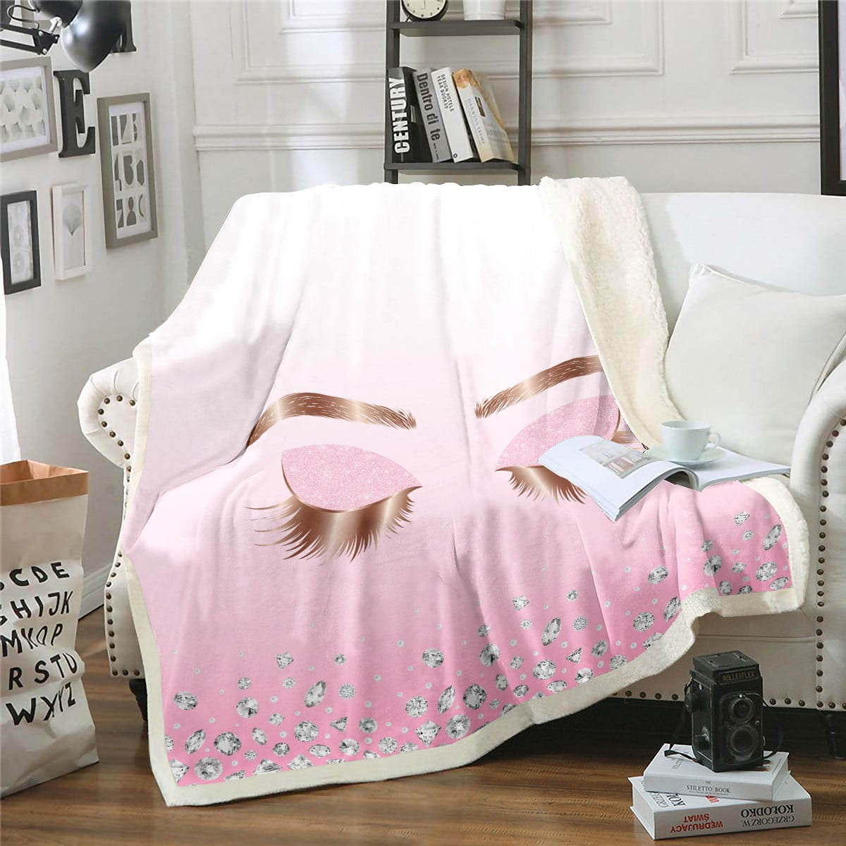 YST Eyelash Fuzzy Blanket Throw Size for Sofa Couch, Romantic Pink ...