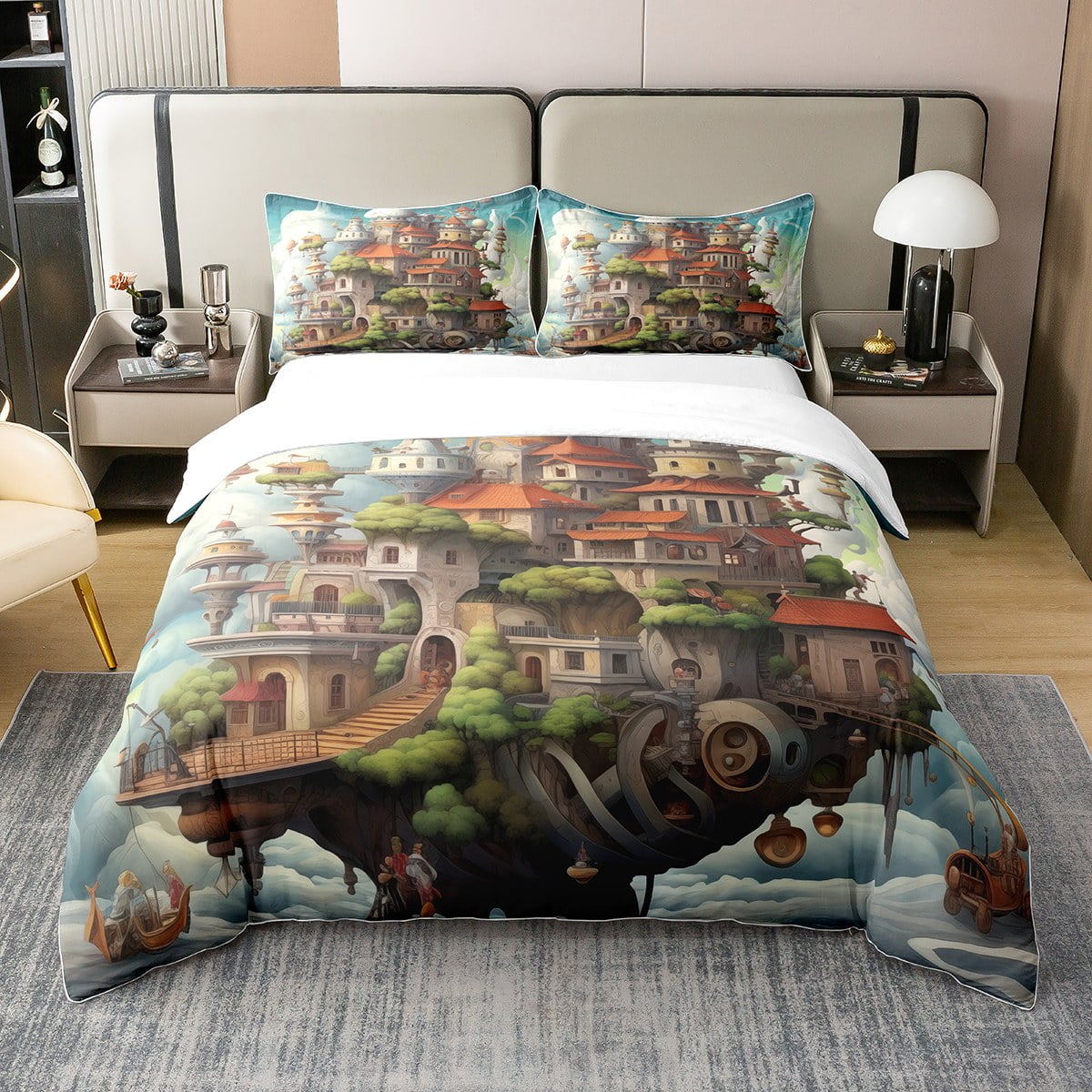 YST Fairy Tale Castle 100% Natural Cotton Duvet Cover Twin,3D Print ...