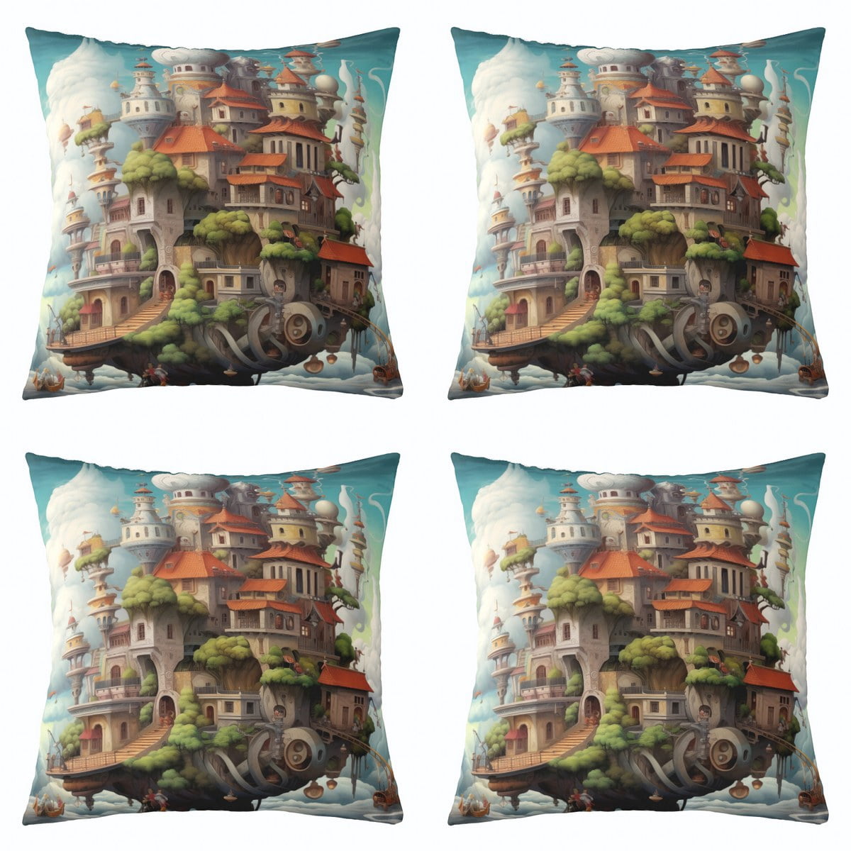 YST Fairy Tale Castle Throw Pillow Covers Pack of 4 20x20 Inch,3D Print ...