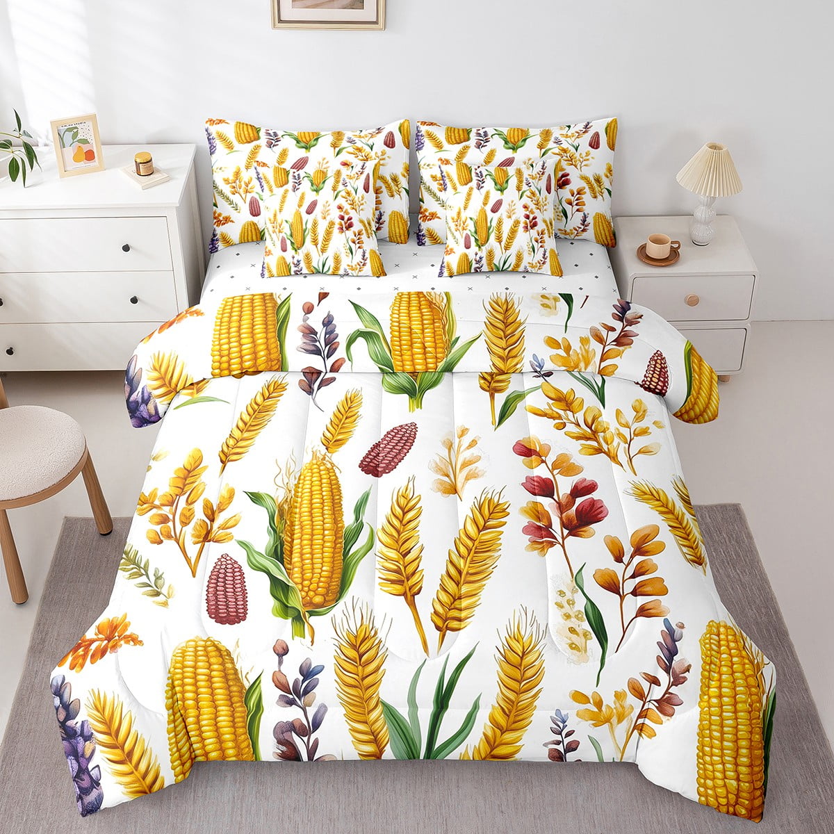 YST Fall Harvest Themed Bedding Sets 7-Piece Happy Thanksgiving Autumn ...