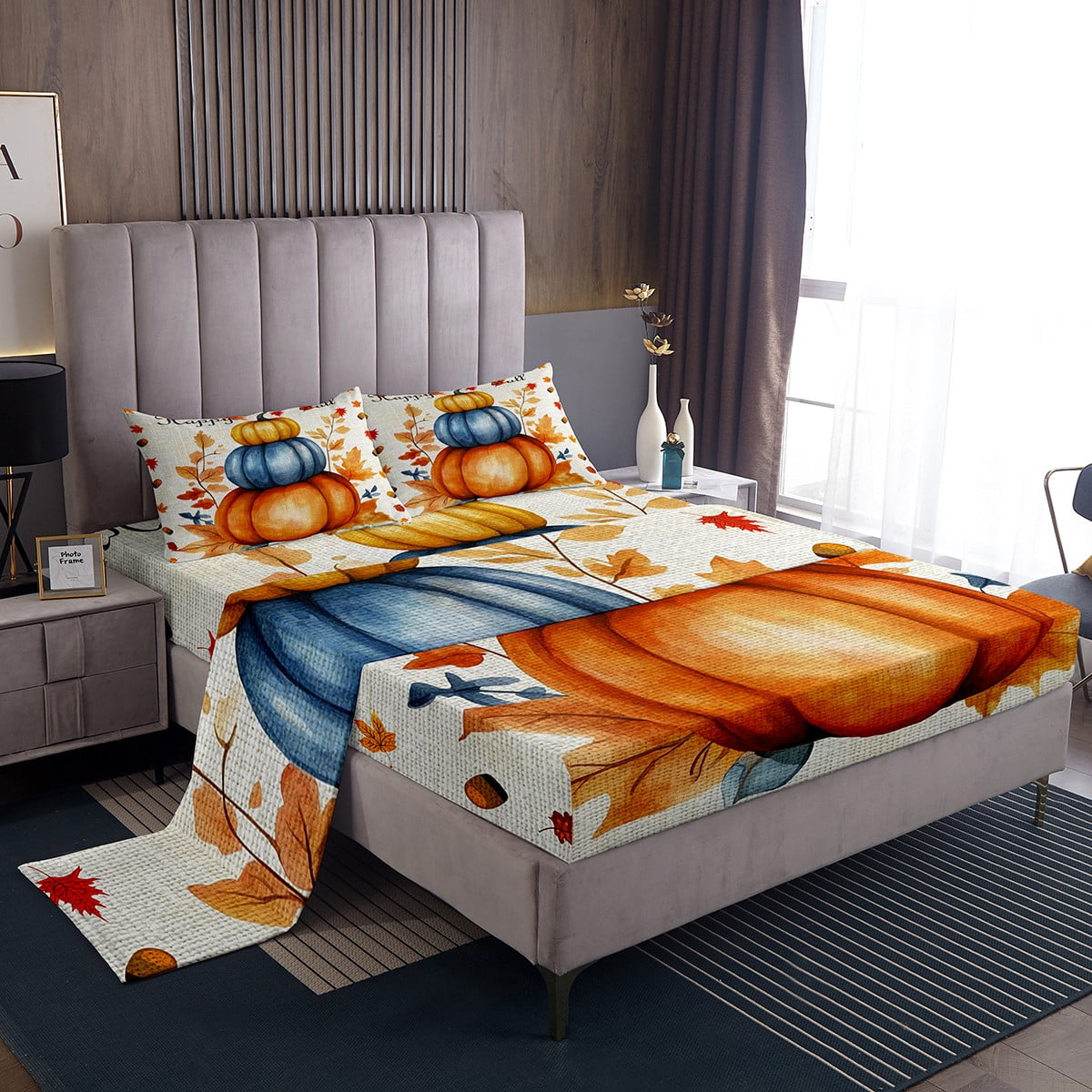 YST Fall Pumpkin Bed Sheets Set King Size For Kids, Autumn Harvest ...