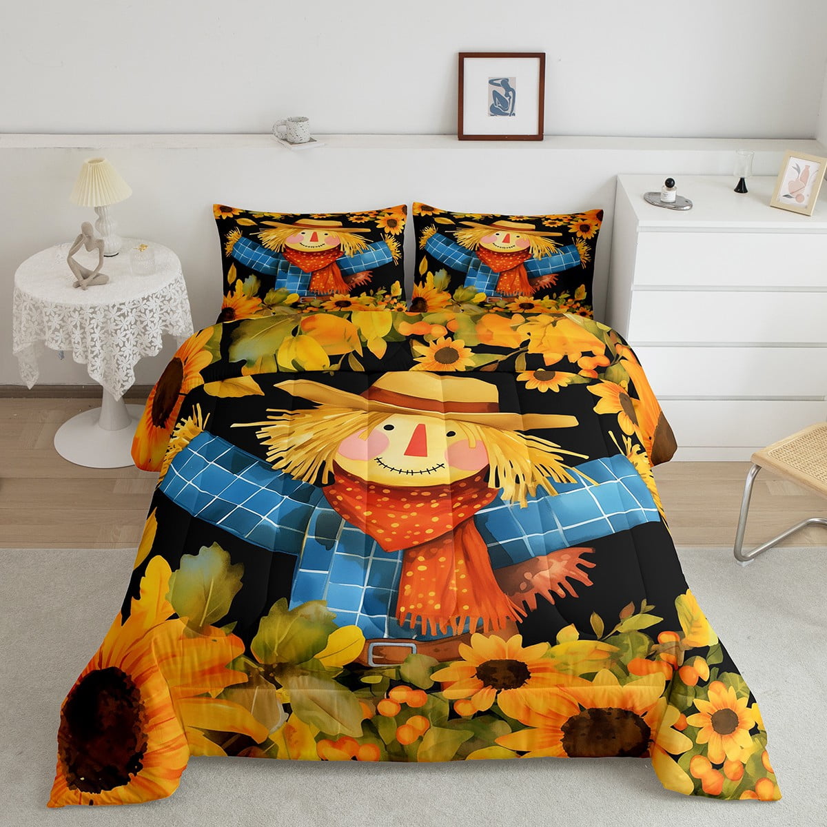 Fall Sunflower Comforter Set Happy Autumn Harvest Season Bedding ...