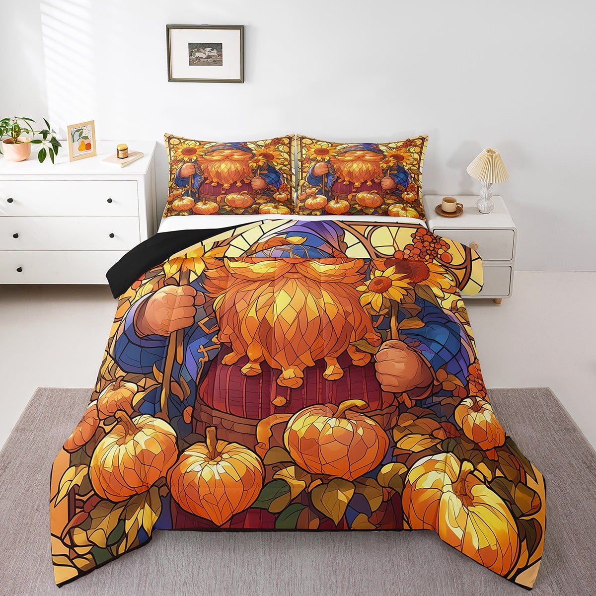 YST Fall Thanksgiving Comforter Set Toddler Cartoon Fall Gnome ...