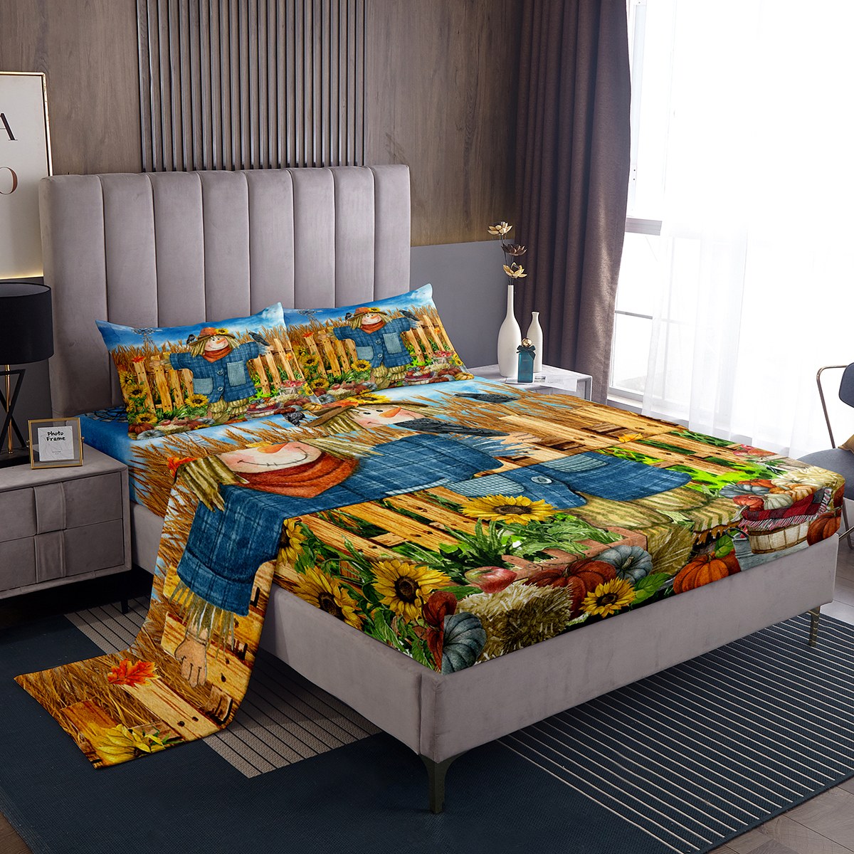 Erosebridal Fall Vintage Bed Sheets Set Farmhouse Autumn Harvest Sheet ...