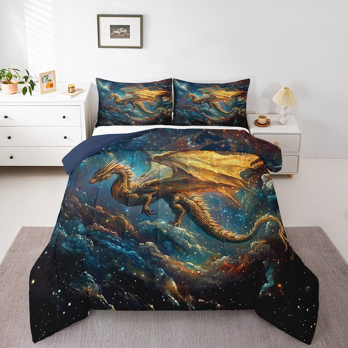Fantasy Dragon Bedding Comforter Sets Galaxy Starry Sky Bedding Set ...