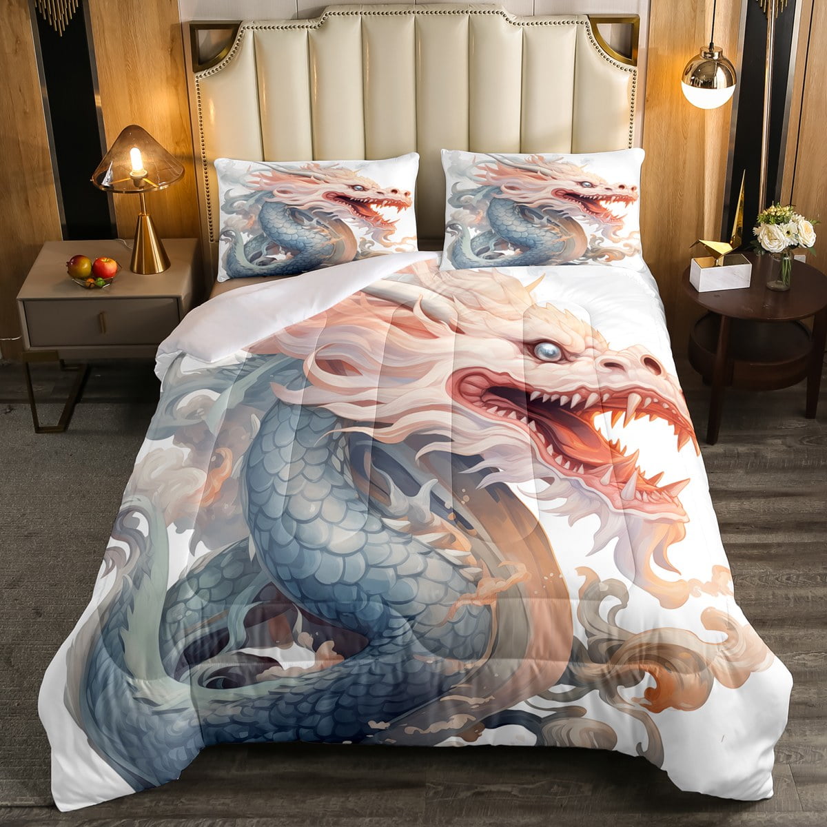 YST Fantasy Dragon Queen Comforter Set,Vintage Chinese Dragon Bedding ...