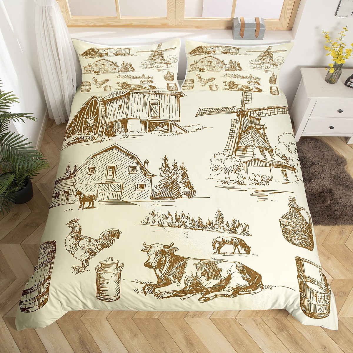 YST Farm Animal Duvet Cover Full Rustic Farmhouse Bedding Set, Horse ...