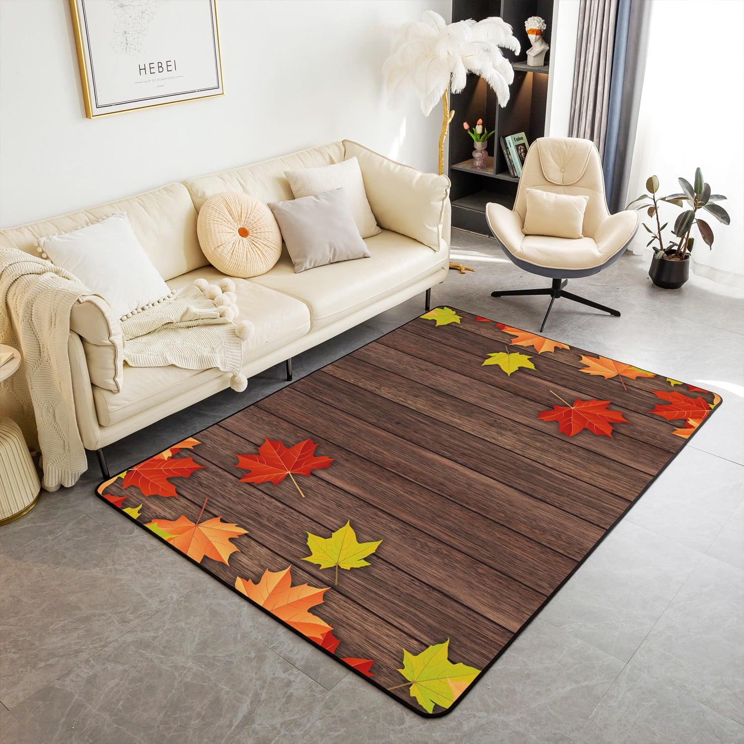 YST Farm Maple Leaf Area Rug 3x5 for Bedside,Thanksgiving Day Gifts ...