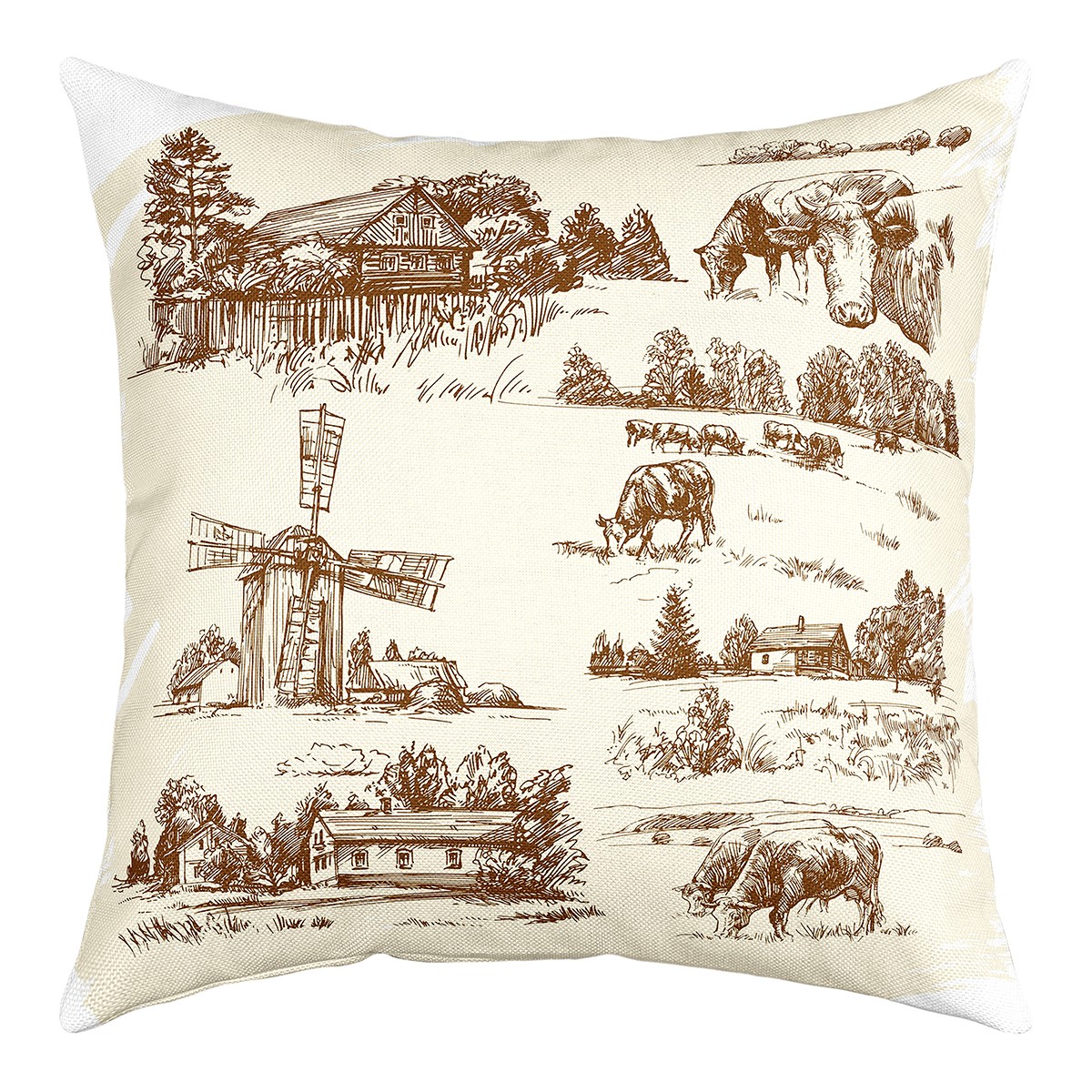 Farm Theme Cushion Cover 24x24 inch,Rustic Bull Cattle Accent Pillow ...