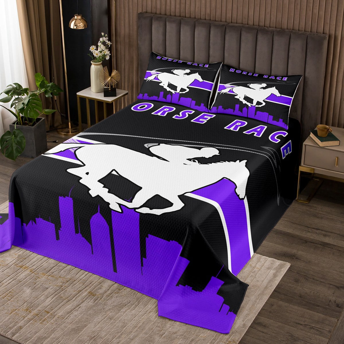 YST Farmhouse Animal Coverlet Twin Size Derby Racing Bedding Set for ...