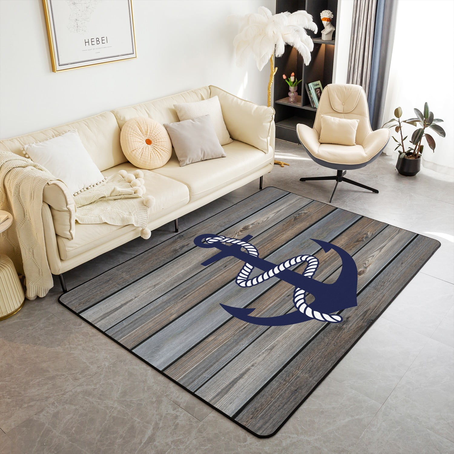 Erosebridal Farmhouse Barn Door Area Rug for Teens Youth,Navy Blue ...