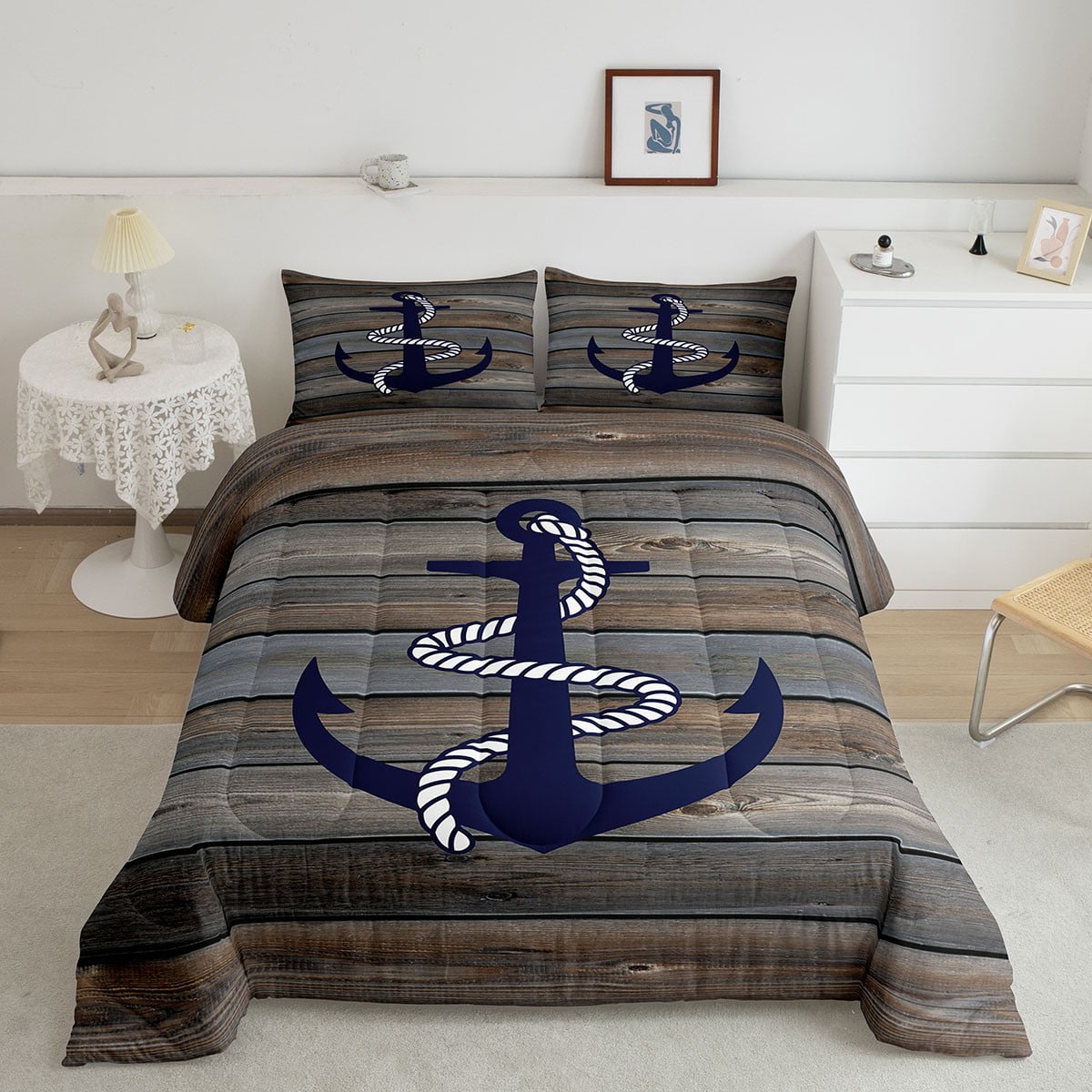 YST Farmhouse Barn Door Comforter Set for Teens Youth,Navy Blue ...