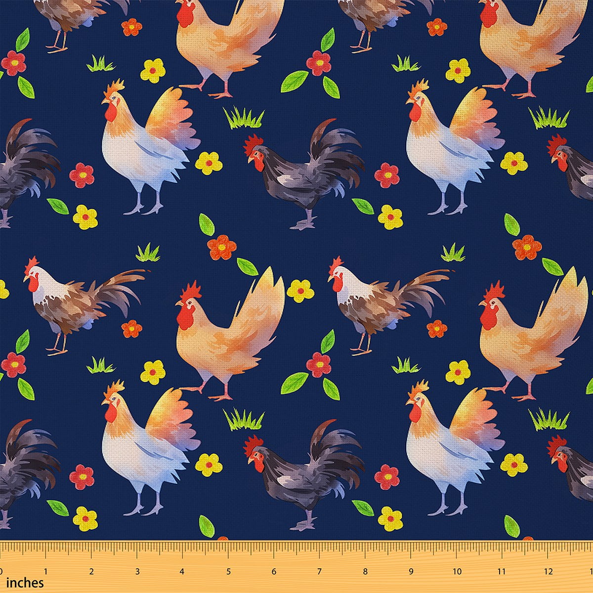 YST Farmhouse Chick Fabric By The Yard,Watercolor Chicken Upholstery ...