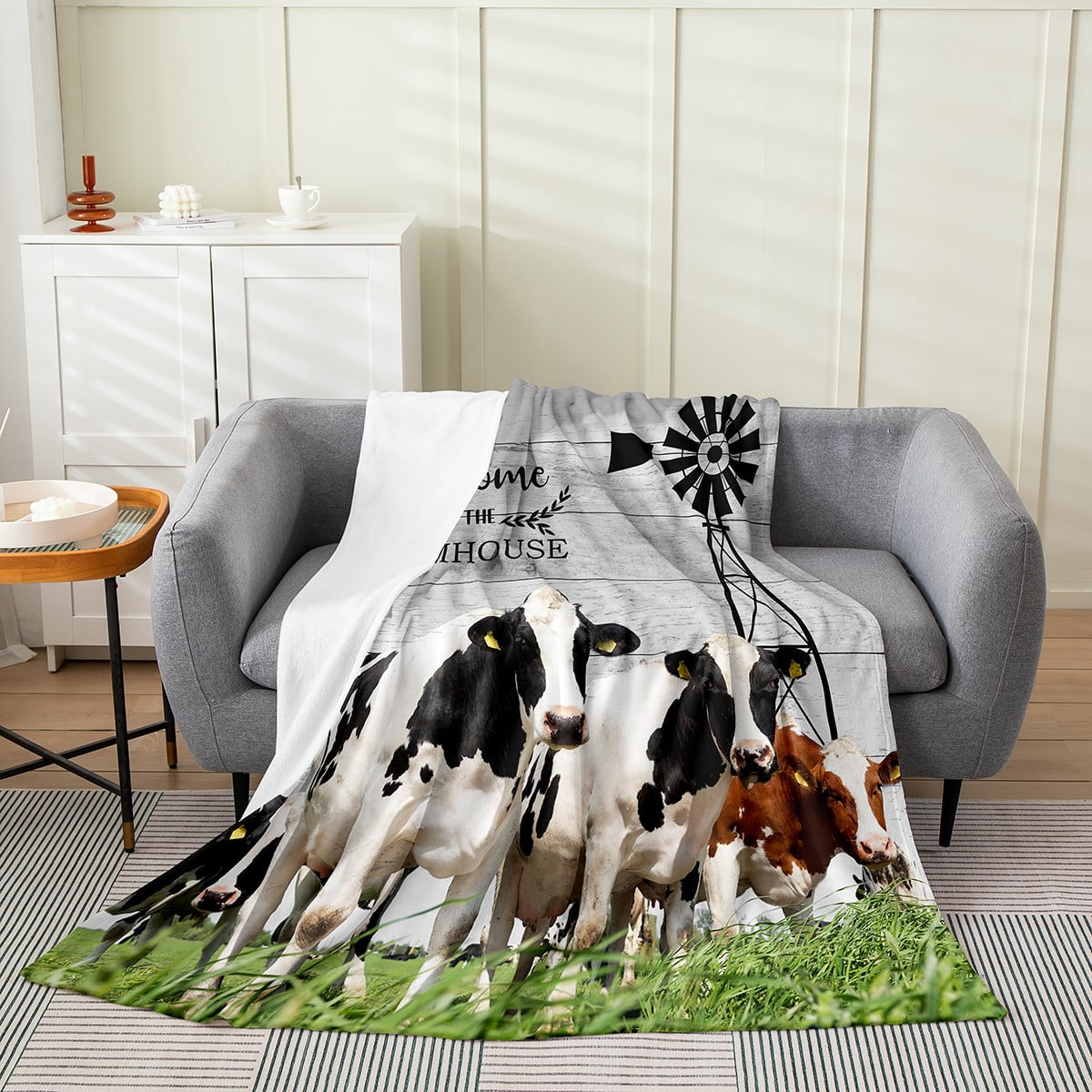 Farmhouse Cow Throw Blanket,Autumn Windmill Fleece Blanket 30x40 inch ...