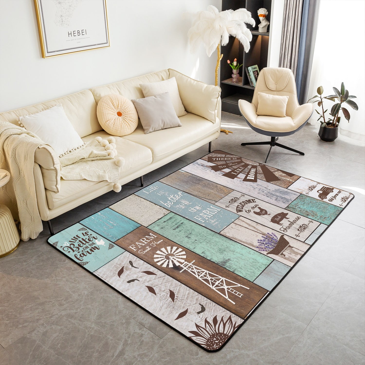 Erosebridal Farmhouse Rustic Carpet 3x5 for Bedside,Vintage Country ...