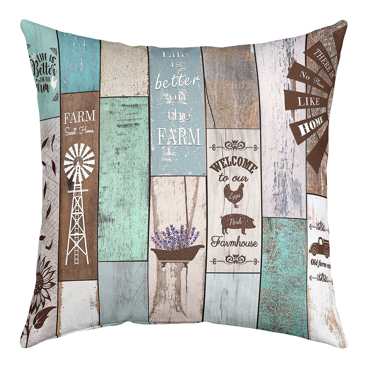 Farmhouse Rustic Cushion Cover 18x18 inch,Vintage Country Cabin Wooden ...