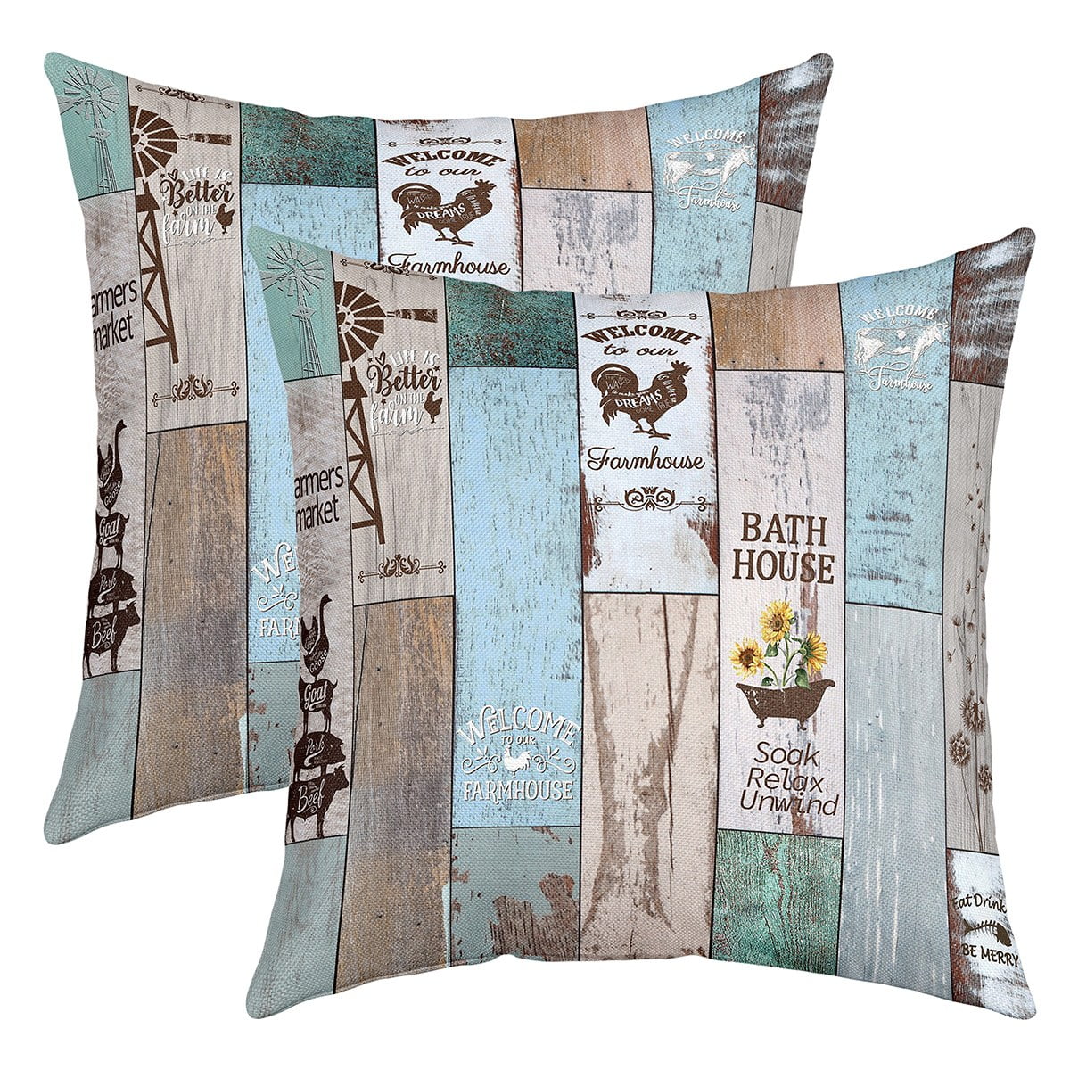 Farmhouse Rustic Throw Pillow Covers,Vintage Windmill Cushion Covers ...