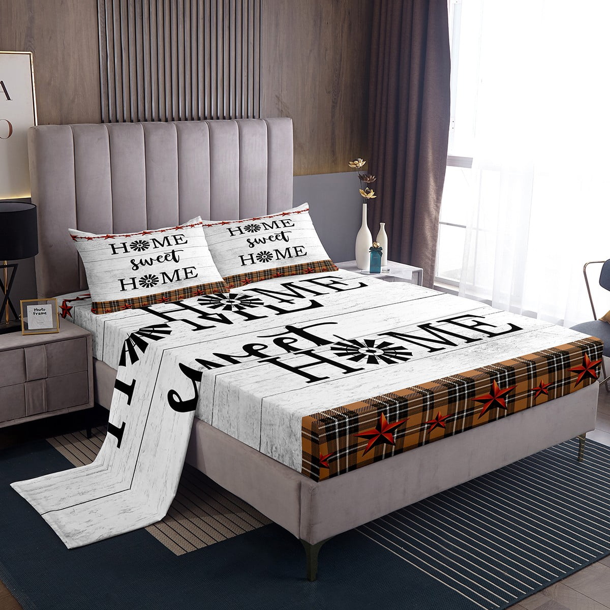 YST Farmhouse Windmill Bed Sheets Full Rustic Western Texas Star Sheet ...