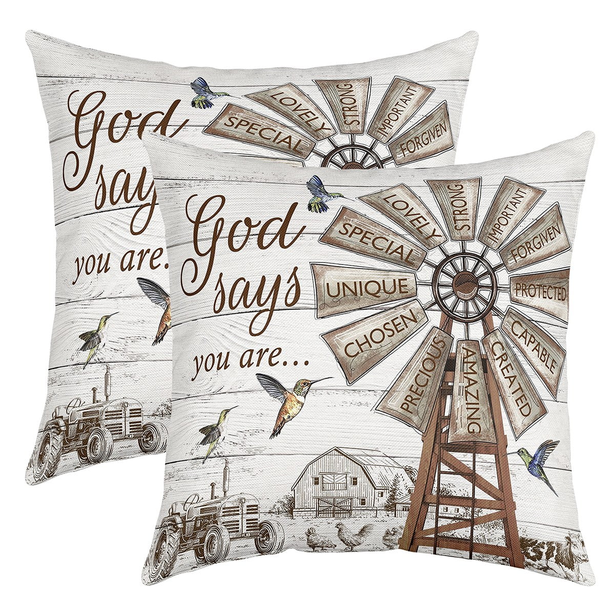 Farmhouse Windmill Throw Pillow Covers 18x18 inch set of 2,Rustic ...