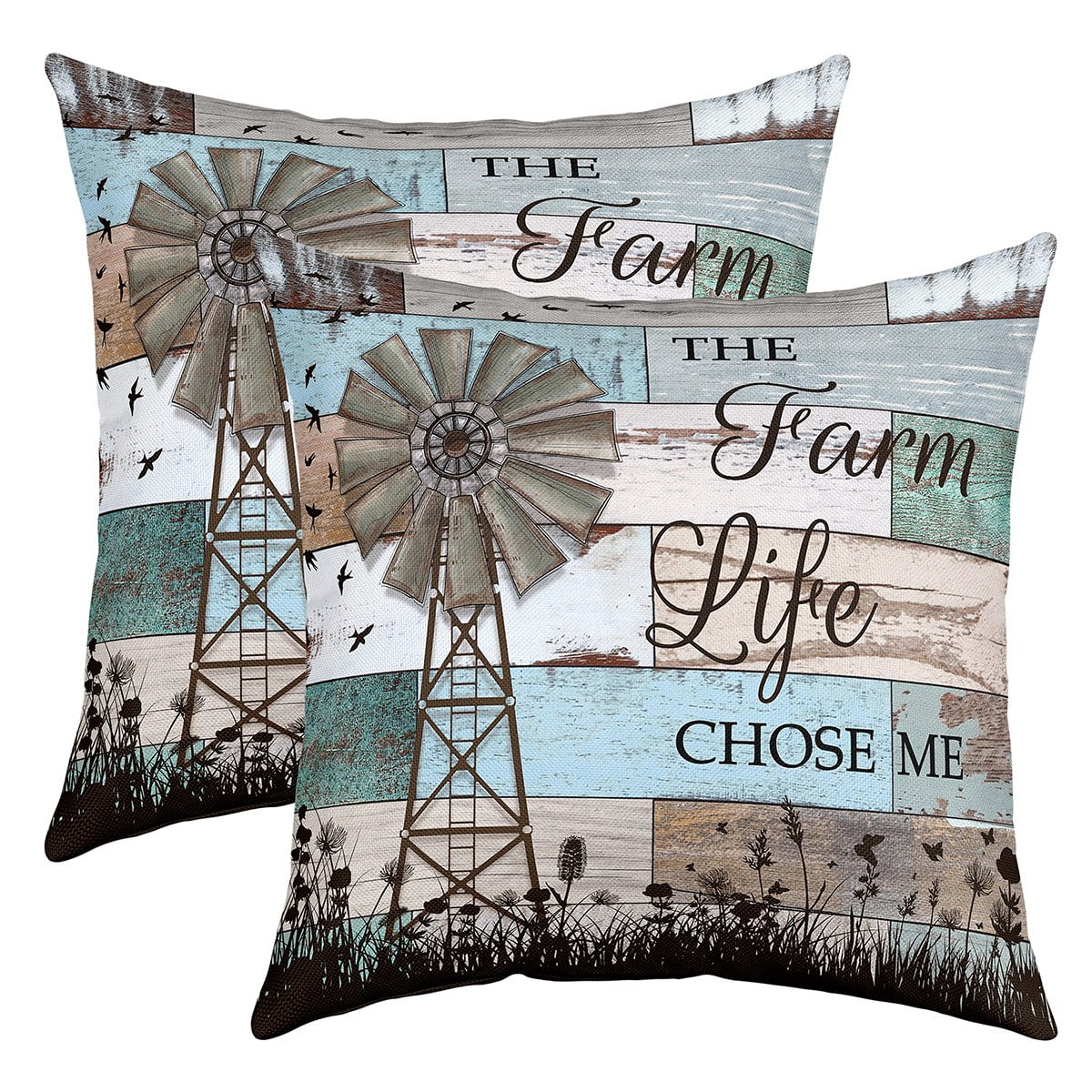 Farmhouse Windmill Throw Pillow Covers 20x20 inch set of 2,Rustic Cabin ...