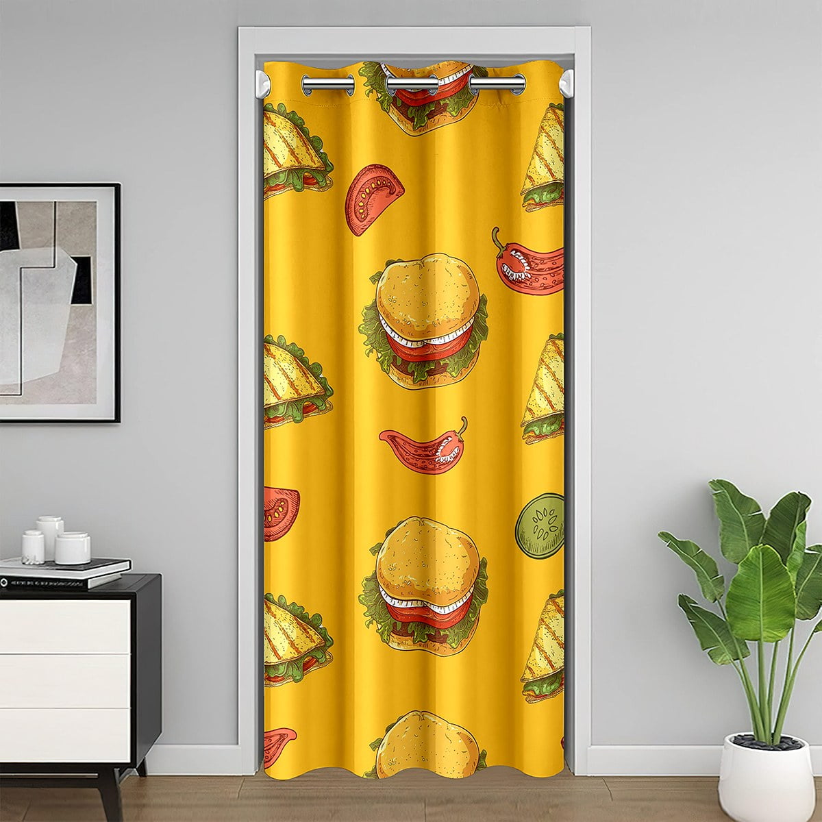 Fast Food Door Curtain For Doorway Privacy,Hamburger Print Blackout ...