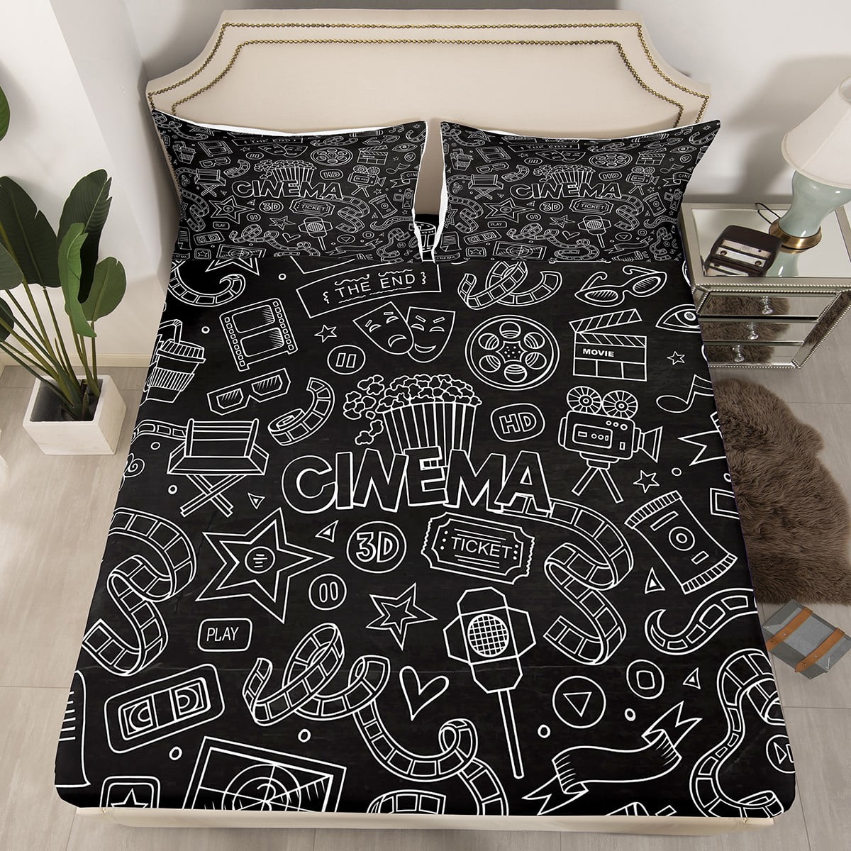 Film Theme Bedding Set Cinema Movie Theater Bedding Set Queen Black ...