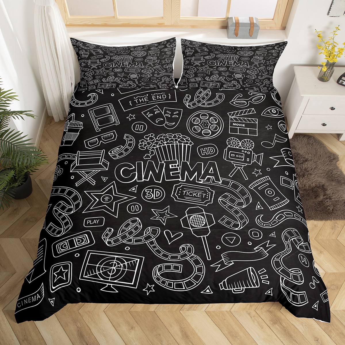 YST Film Theme Bedding Set Cinema Movie Theater Comforter Cover King ...