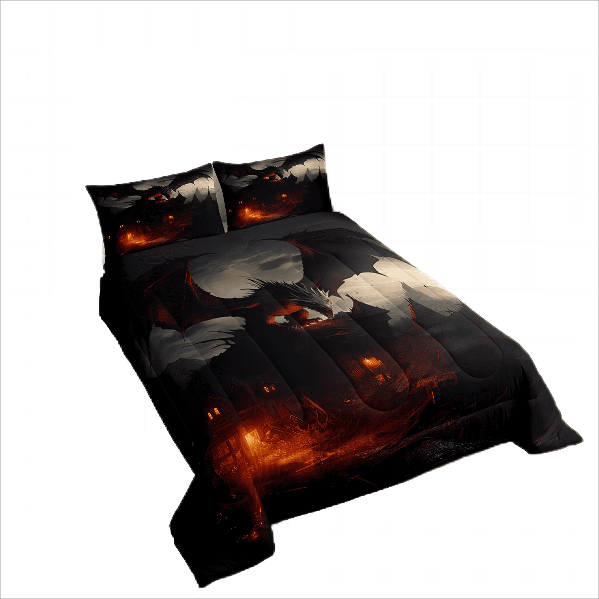 YST Fire Dragon Comforter Set 3D Fierce Animal Print Full Bed Comforter ...