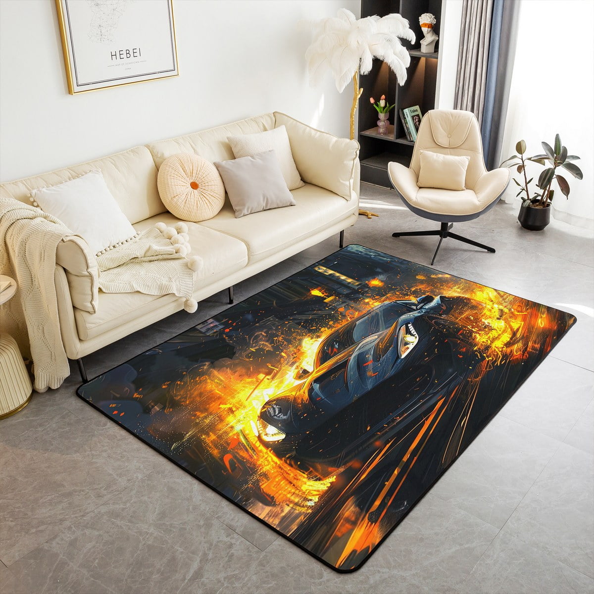 Erosebridal Fire Sports Car Rug Extreme Sport Area Rug 3x5,Speed Sports ...