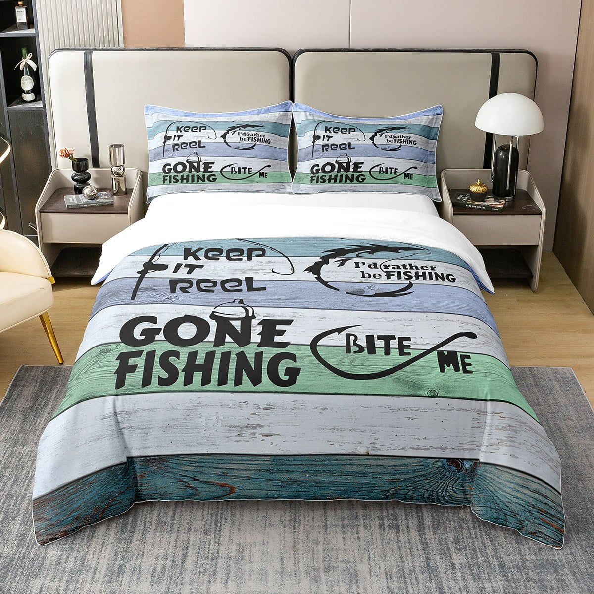 YST Fishing 100% Cotton Duvet Cover for Man Woman,Ocean Fish Comforter ...