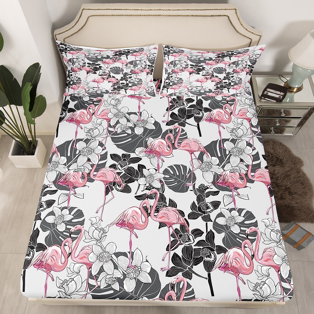 Erosebridal Flamingo Bed Sheets Full Women Rustic Botanical Flowers ...