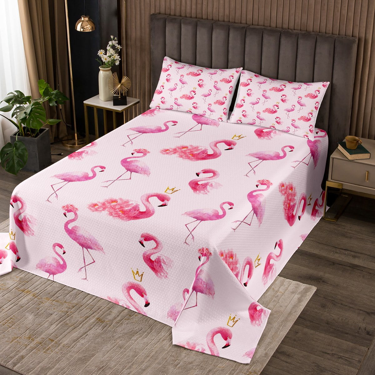 YST Flamingo King Bedspread for Girls Women Pink Flamingo Quilt Set ...