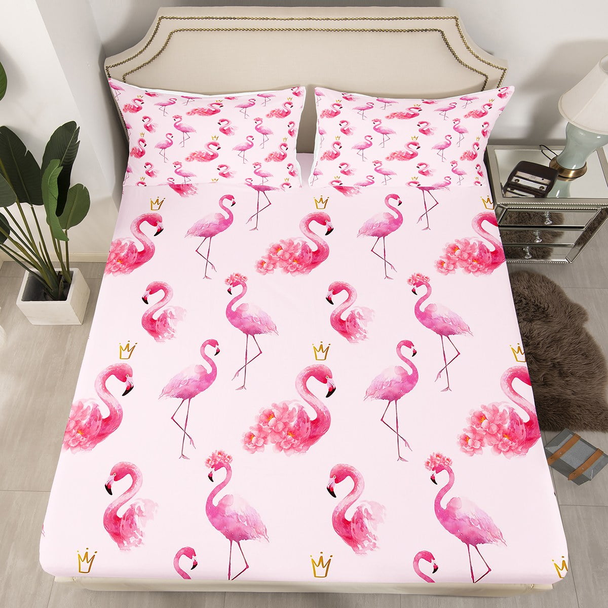 Erosebridal Flamingo Twin Bed Sheets Women Pink Flamingo Fitted Sheet ...