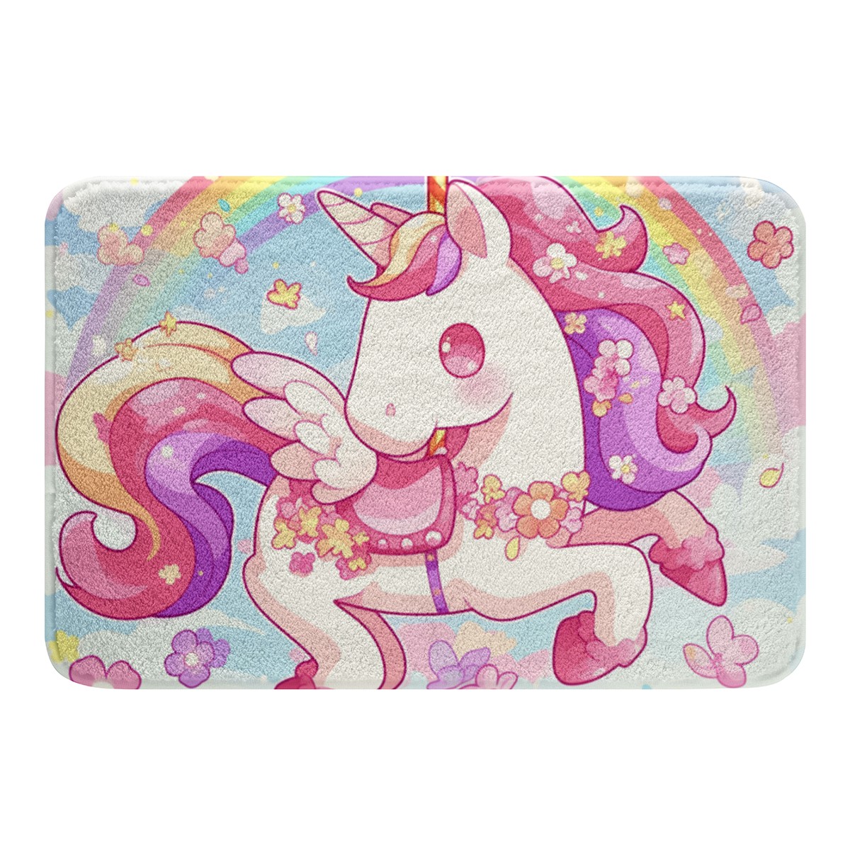 YST Floral Unicorn Bathroom Rug Set for Girls Kids,Boho Rainbow Bath ...