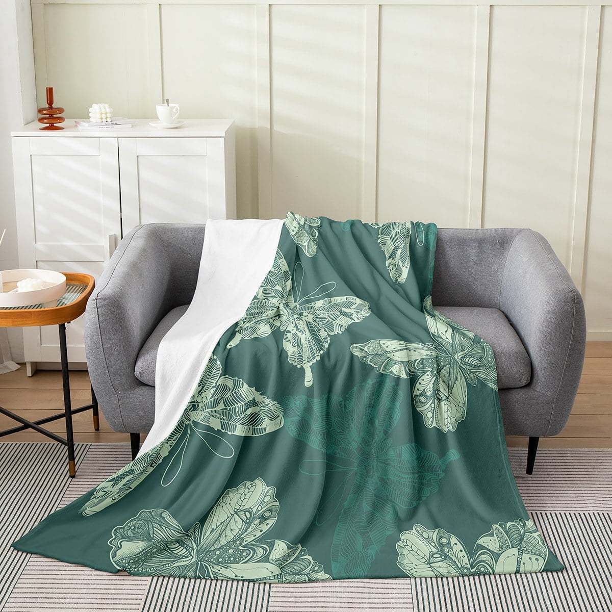 Flying Butterflies Blanket ,Teal Butterfly Throw Blanket Queen 90x90 ...