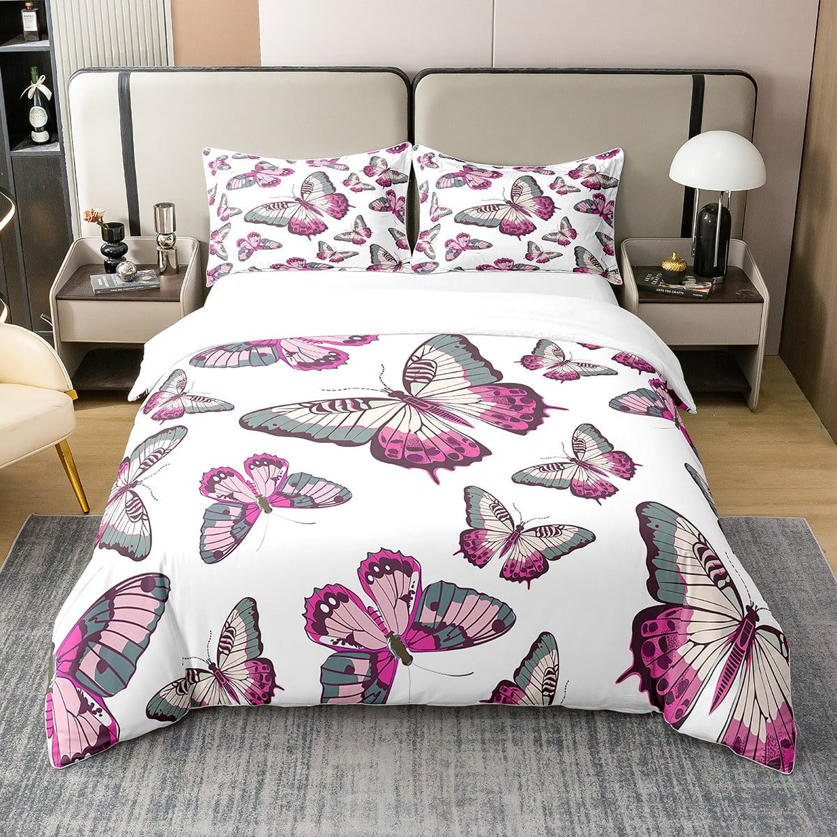 Erosebridal Flying Butterfly 100% Organic Cotton Duvet Cover Woman ...