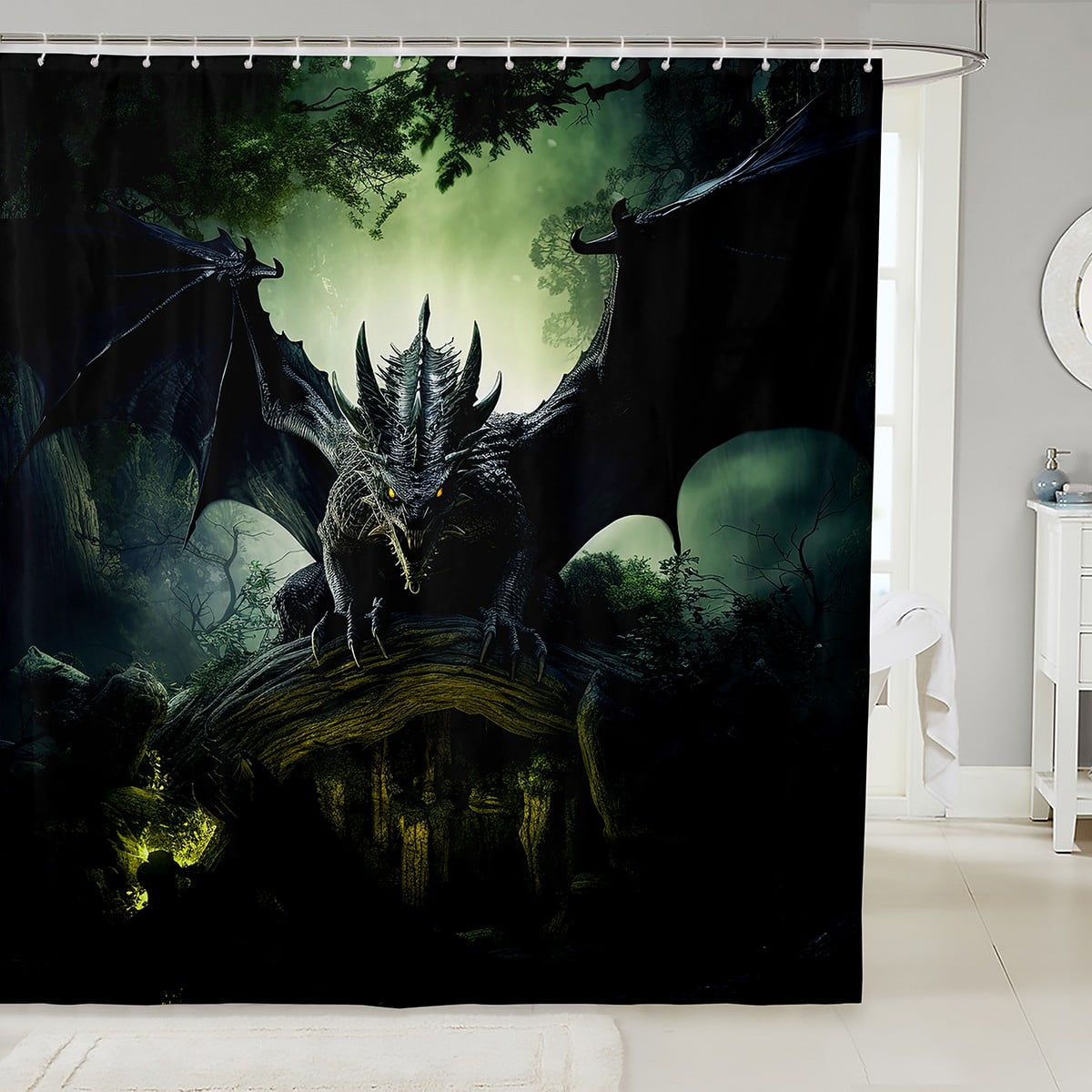 Flying Dragon Bathroom Shower Curtain Sets Room Decor, Dragon ...