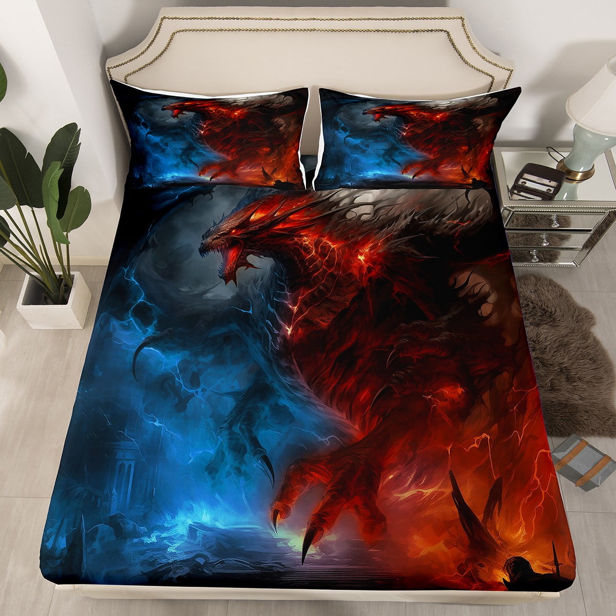 Flying Dragon Bed Sheets Ice and Fire Dragon Bed Set Room Decor, Dragon ...