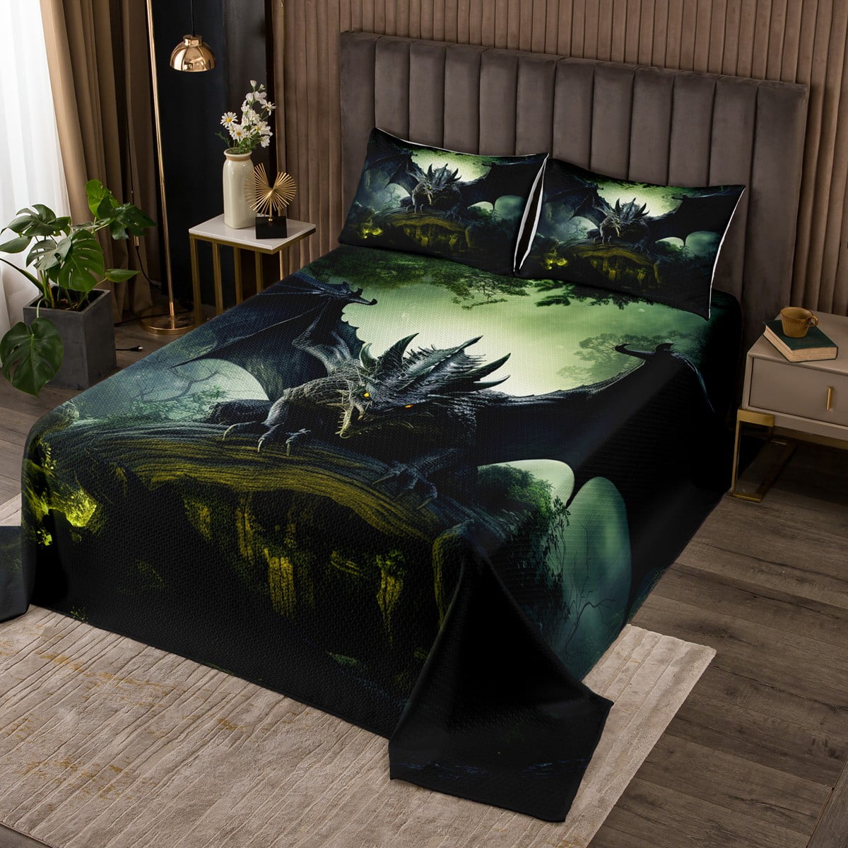 Flying Dragon Coverlet Set Print Room Decor - Dragon Bed Set Twin ...