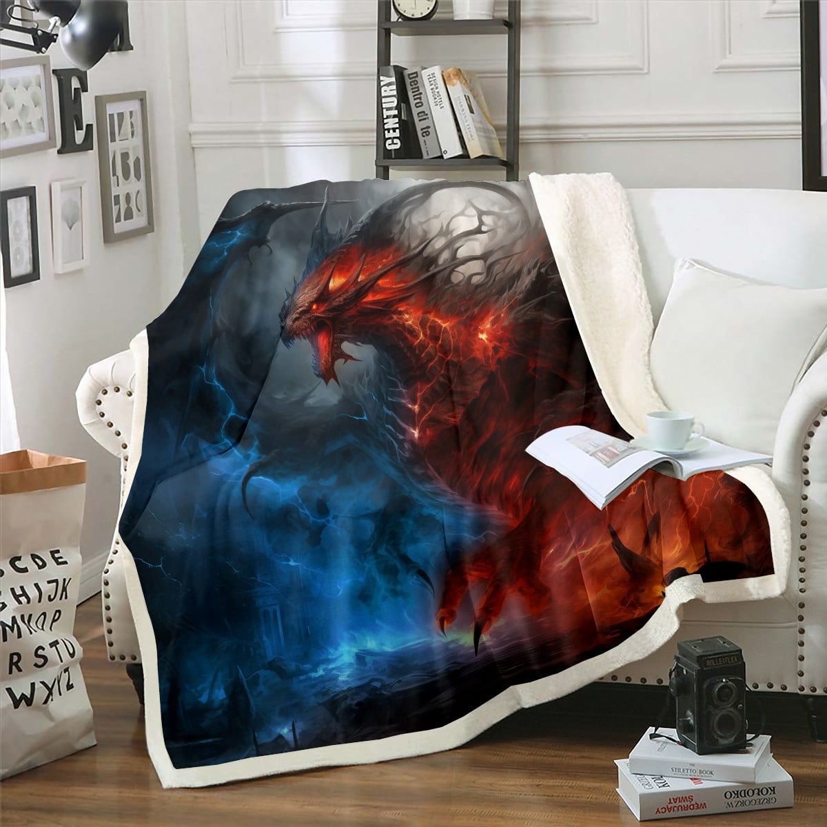 YST Flying Dragon Fleece Blanket Ice and Fire Dragon Fuzzy Blanket for ...