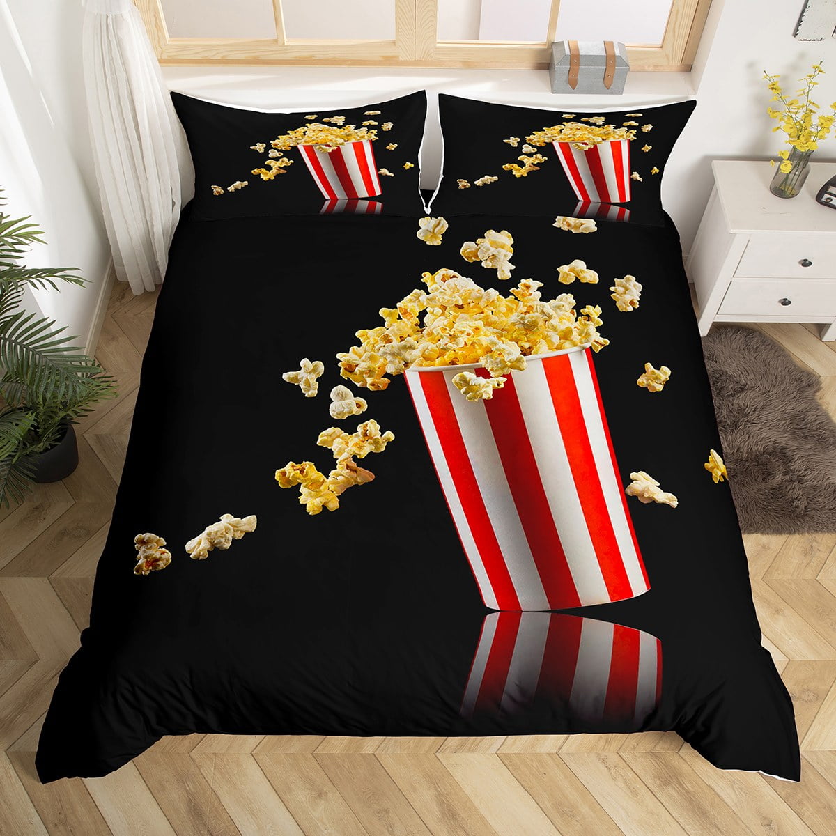 Erosebridal Flying Popcorn Duvet Cover King Paper Striped Bucket ...
