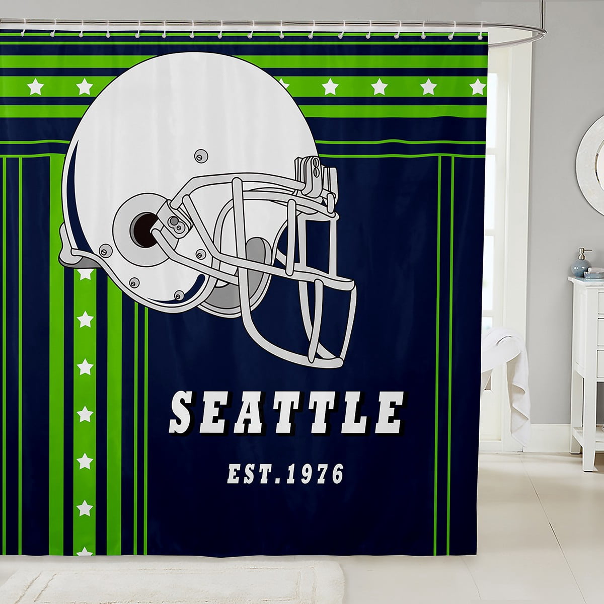Football Bathroom Shower Curtain Sets American Football City Fabric ...