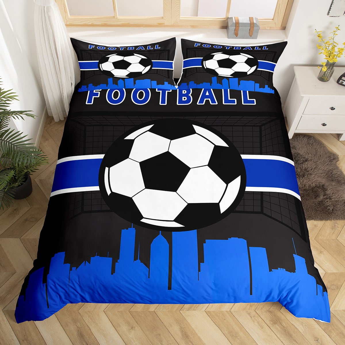 YST Football Bed Cover Soccer Duvet Cover Full Size for Boys Girls ...
