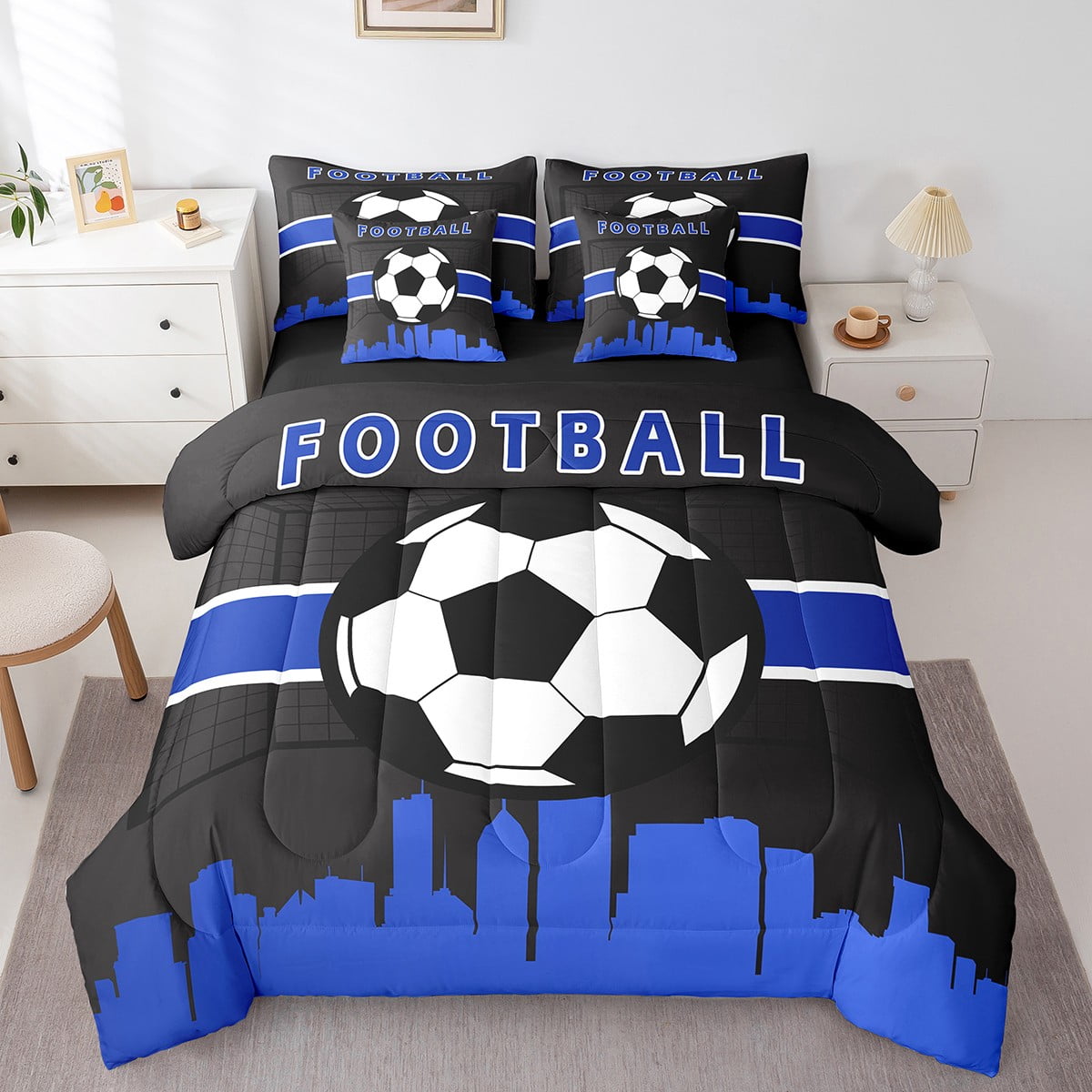 YST Football Bedding Comforter Sets Soccer Bed in a Bag for Boys Girls ...