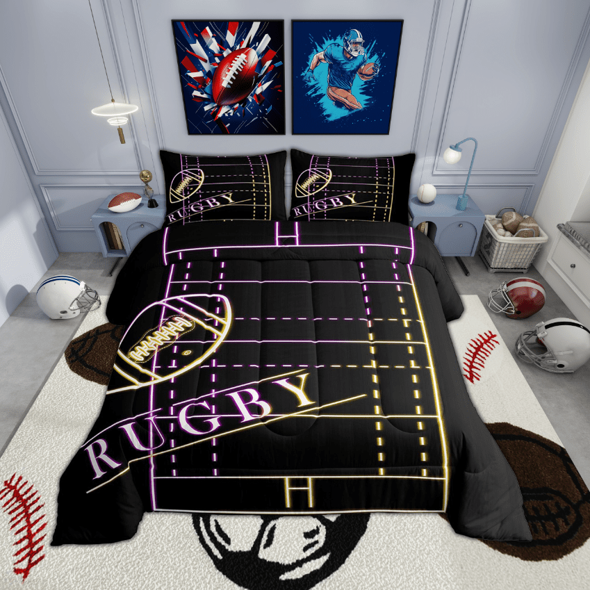Erosebridal Football Bedding Full Sport Comforter Set Room, Rainbow ...
