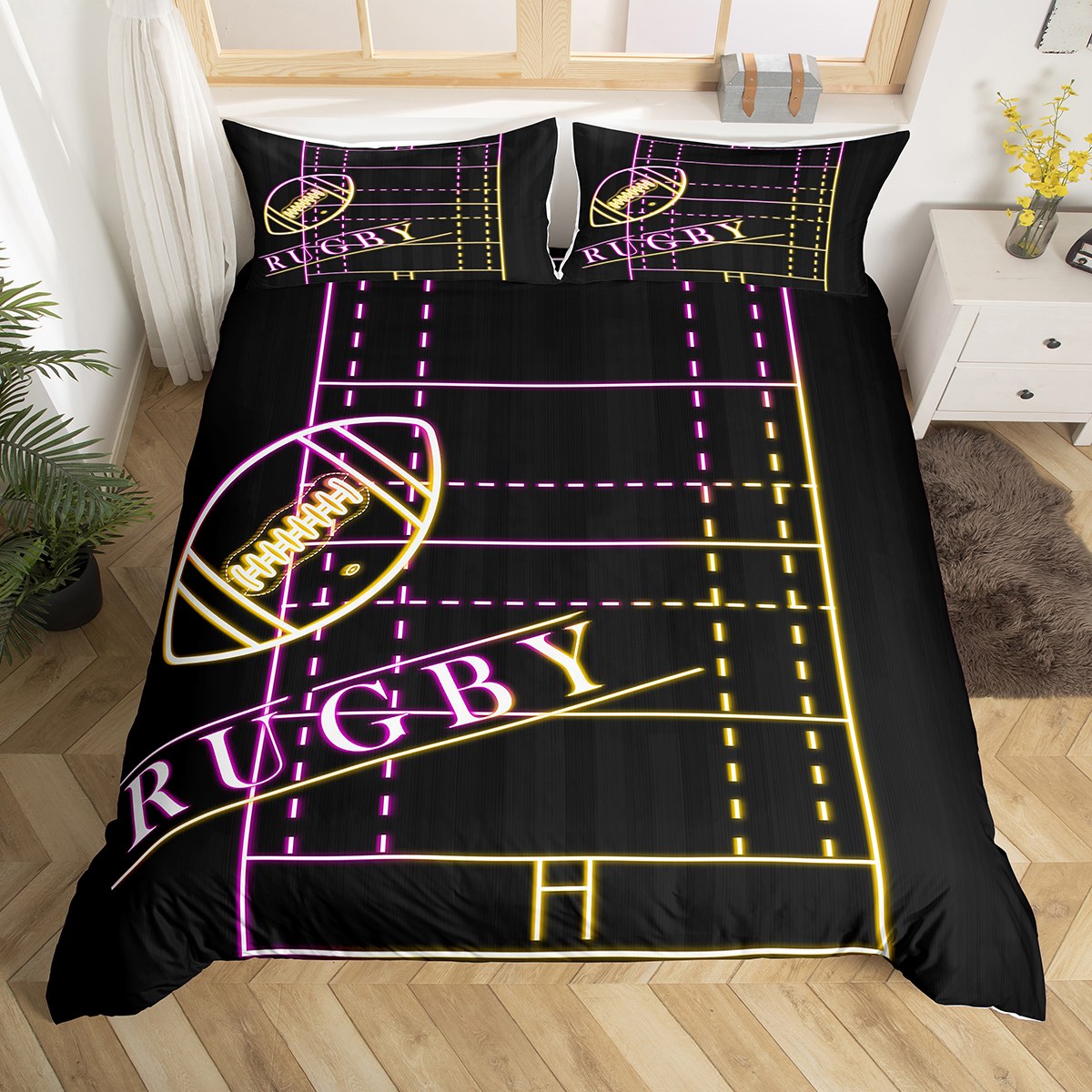 YST Football Bedding Sets King Sport Comforter Cover for Boys Room ...