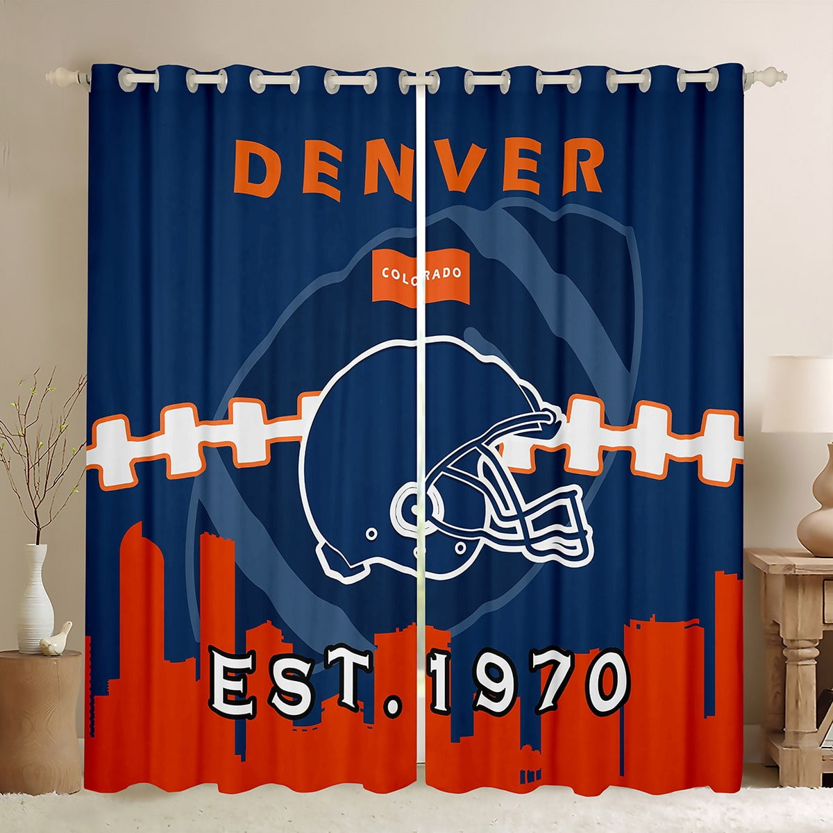 Football 30%-50% Blackout Curtains 38x54 inch, Football Fans Curtains ...